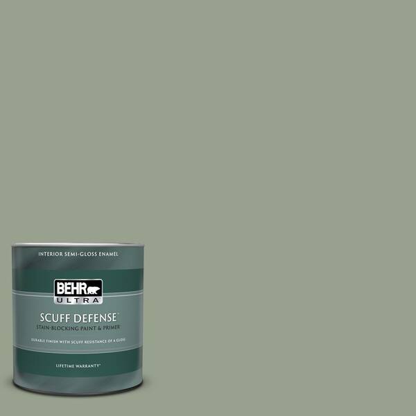 BEHR ULTRA 1 qt. #N390-4 Bitter Sage Extra Durable Semi-Gloss Enamel ...