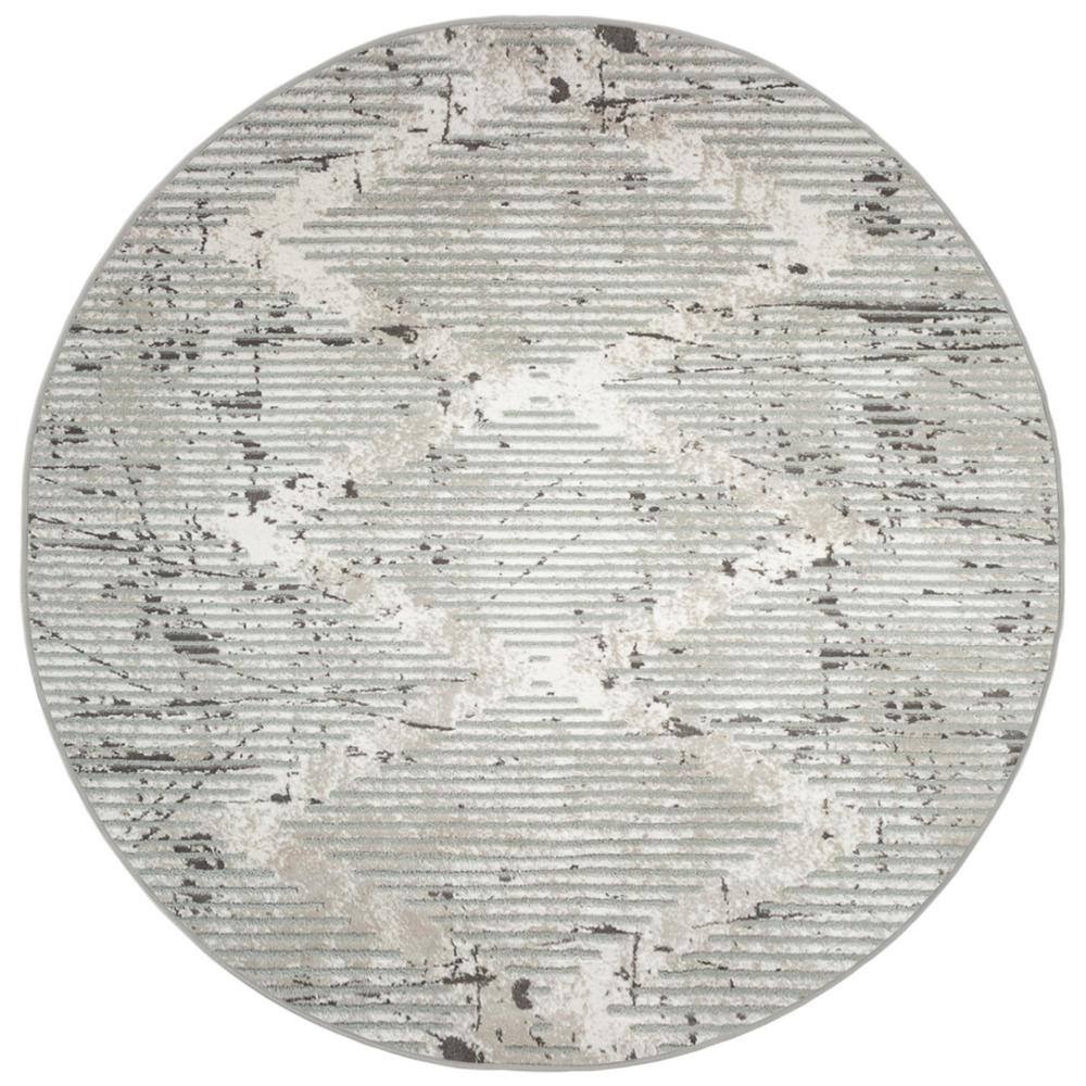 Davide 1230 Transitional Geometric Gray 5 ft. x 5 ft. Round Area Rug ...