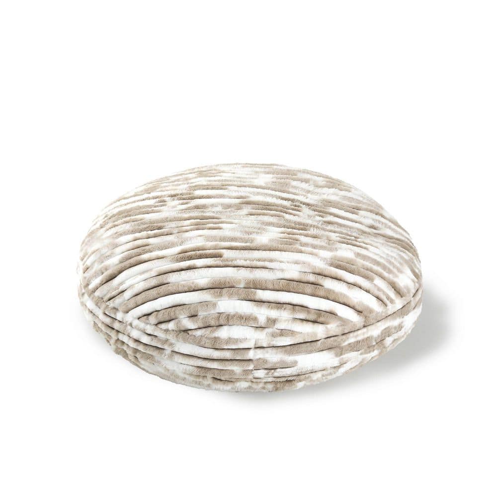 Uixe Comfy White and Brown Faux Rabbit Fur Polyester Bean Bag(Set of 1 ...
