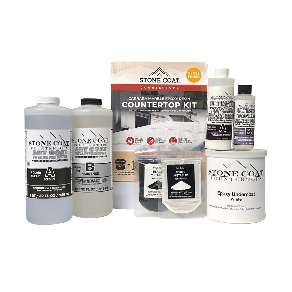 STONE COAT COUNTERTOPS 64 oz. Carrara Marble Gloss Finish Countertop ...