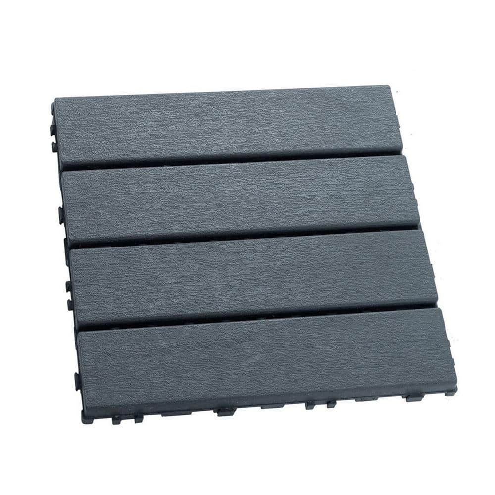 Tidoin Outdoor 1 ft. x 1 ft. Composite Interlocking Tile Deck Tile in ...