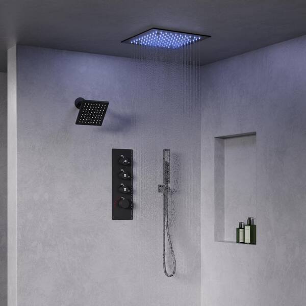 GRANDJOY 3-Spray Smart LED His and Hers Showers Wall Bar Shower Kit ...