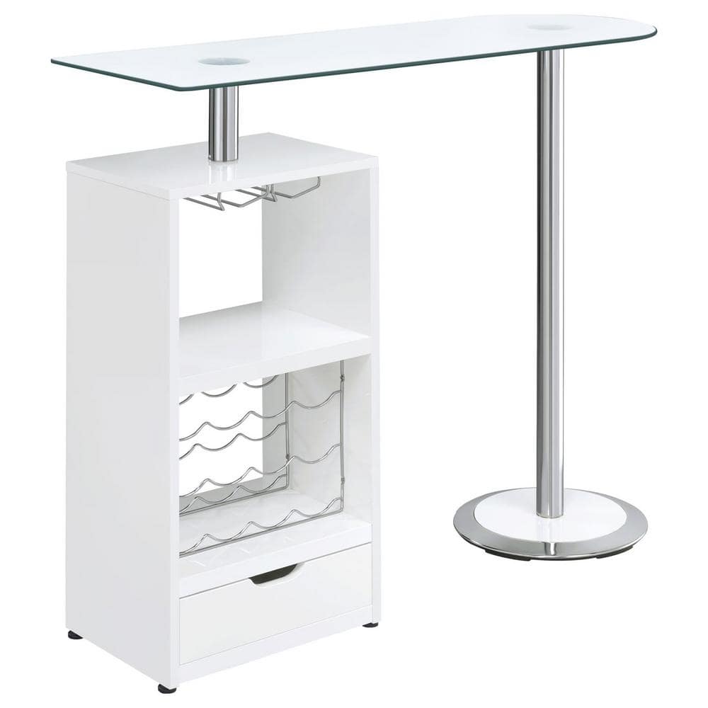 Coaster Koufax Glossy White 1-Drawer Bar Table 120452 - The Home Depot