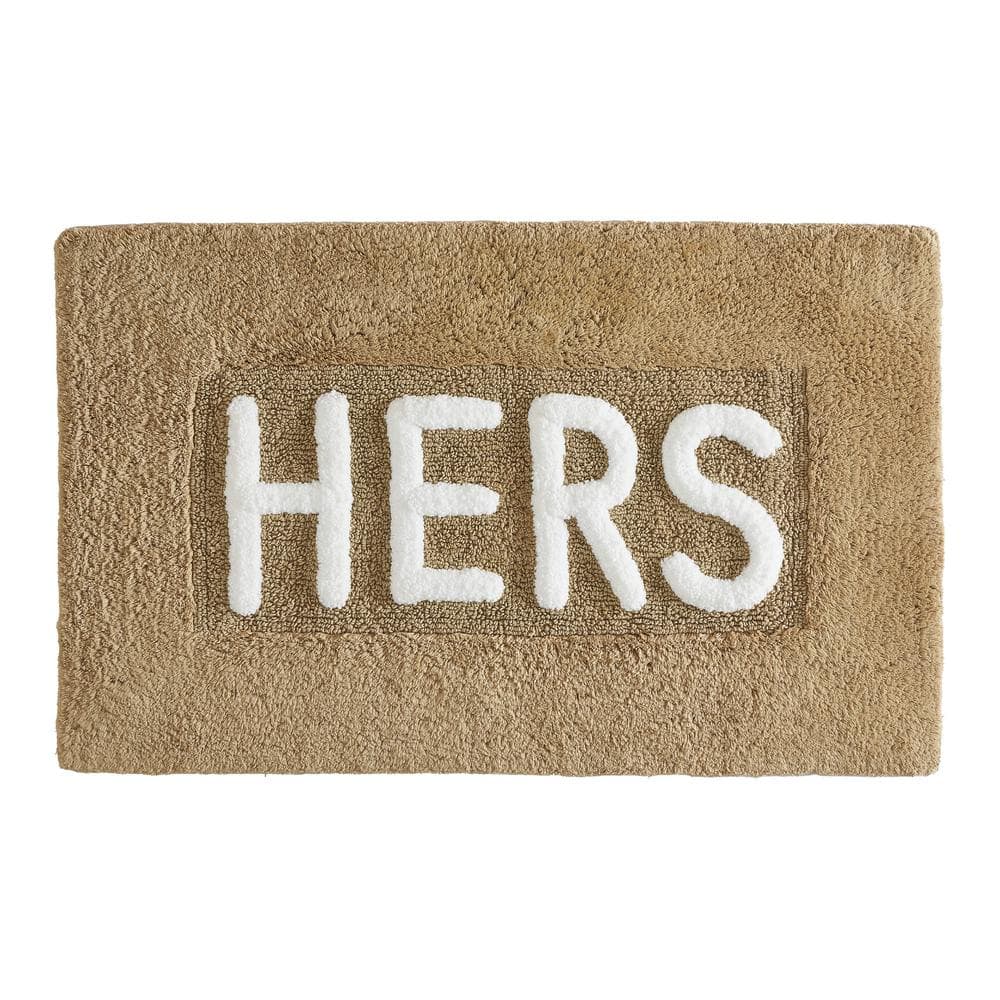 Jean Pierre Novelty "Hers" Linen 21 in. x 34 in. 100% Cotton Bath Rug ...