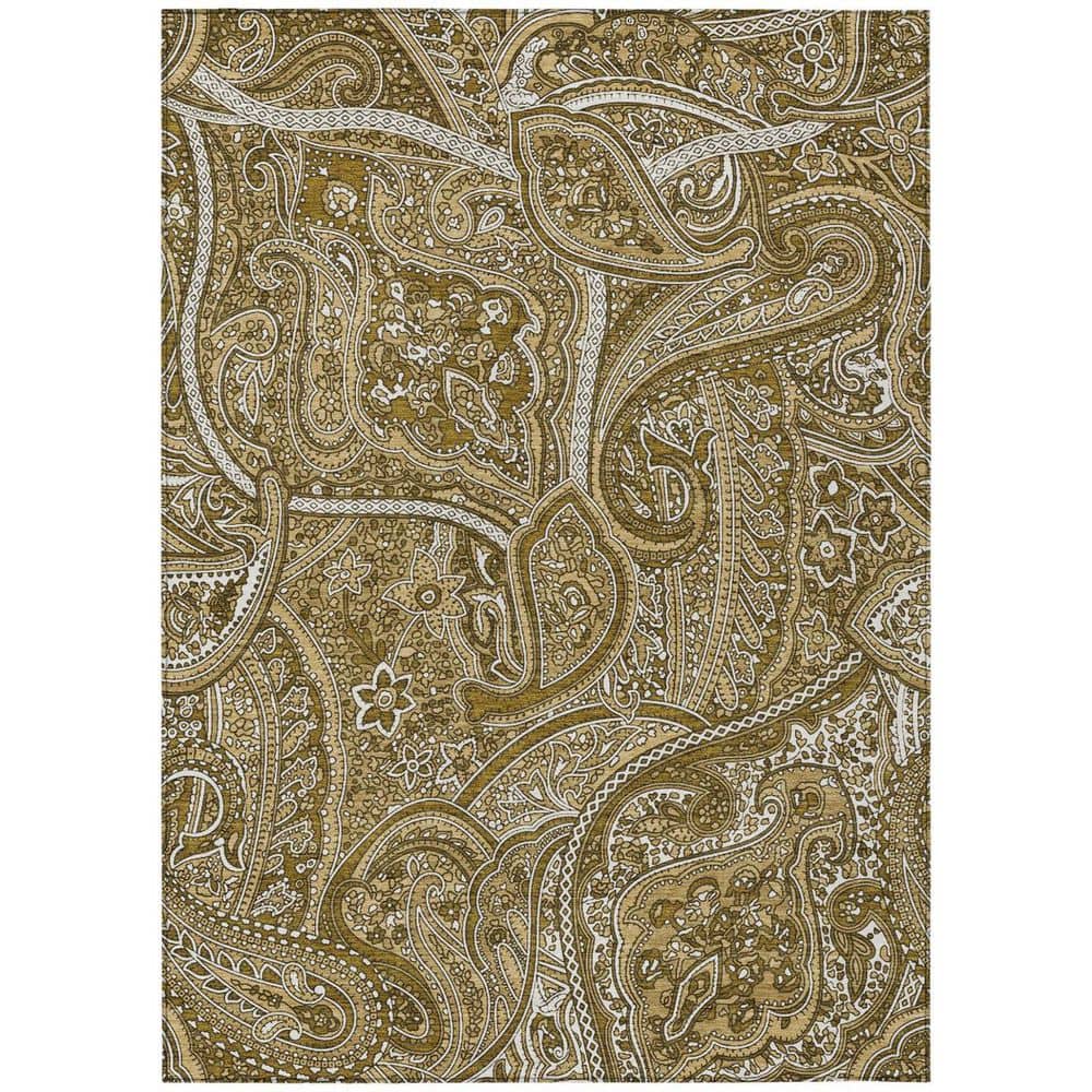 HomeRoots Brown, Tan, Beige 3 ft. x 5 ft. Woven Paisley Polyester ...