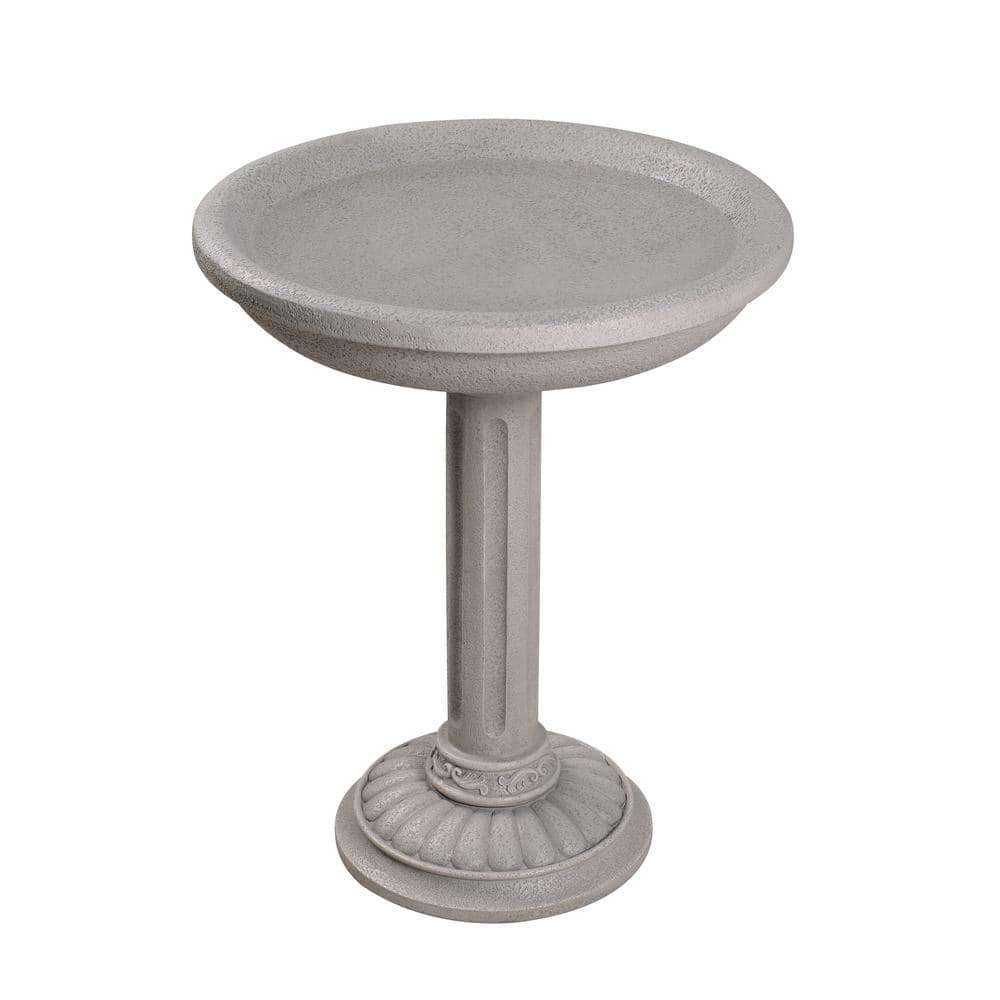 Manor Brook Eline Gray Resin Round Birdbath MB100598 - The Home Depot