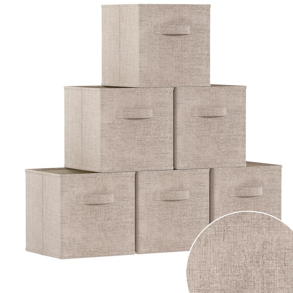 Ornavo Home 11 x 11 x 11, Ash Beige Cube Storage Bin 6 Pack 6PK-BIN-11 ...