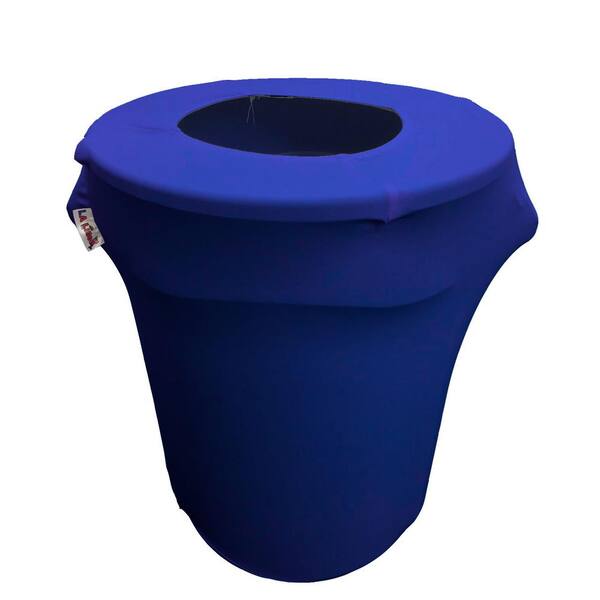 LA Linen 32 Gal. Round Royal Blue Stretch Spandex Trash Can Cover ...