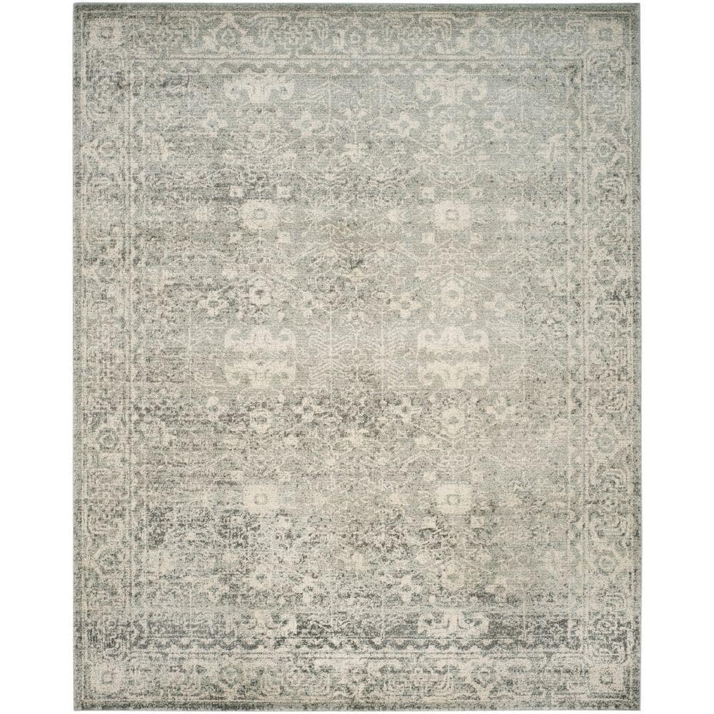 SAFAVIEH Evoke Silver/Ivory 9 ft. x 12 ft. Distressed Floral Speckles ...