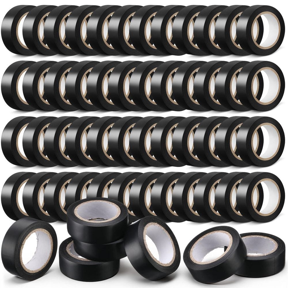 BIBIVIS 100-Pack Black 0.7 in. x 30 ft. Electrical Tape, Waterproof PVC ...