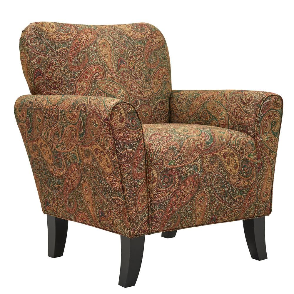 Handy Living Dantana Burgundy Multi-Paisley Fabric Transitional Arm ...