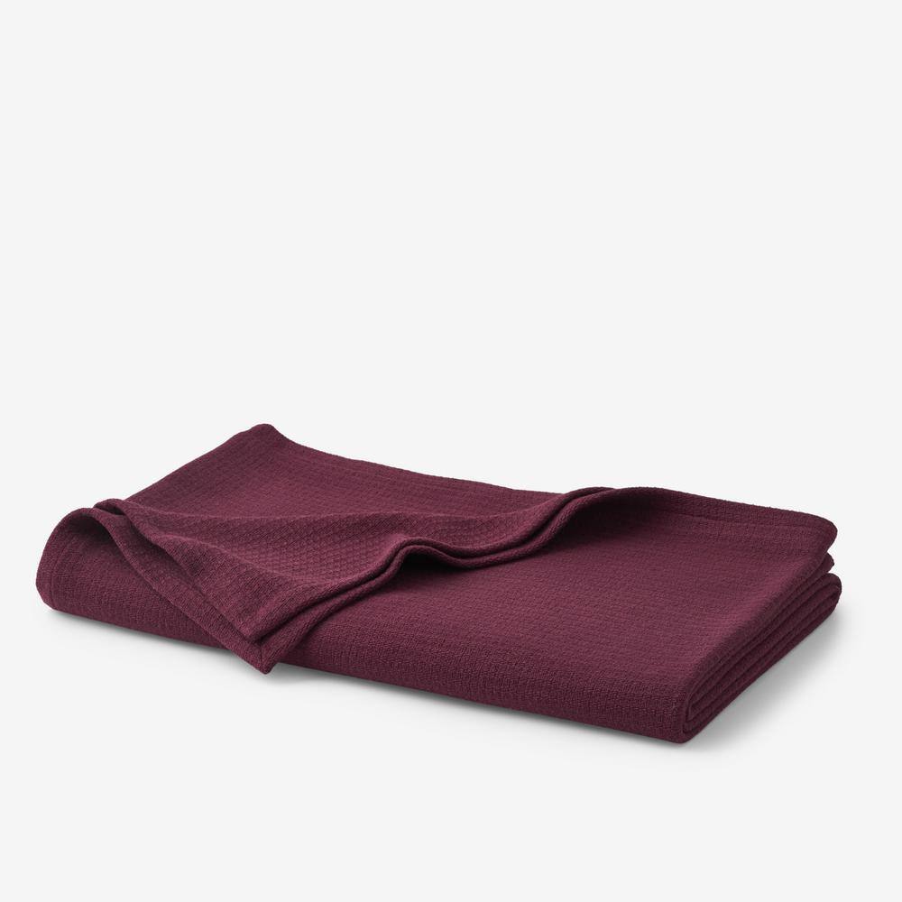 The Company Store Cotton Weave Merlot Cotton Queen Blanket KO33-Q ...