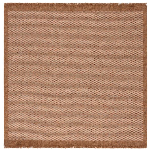 SAFAVIEH Wicker 7 ft. x 7 ft. Natural/Brown Solid Border Square Area Rug WCK150B-7SQ - The Home ...