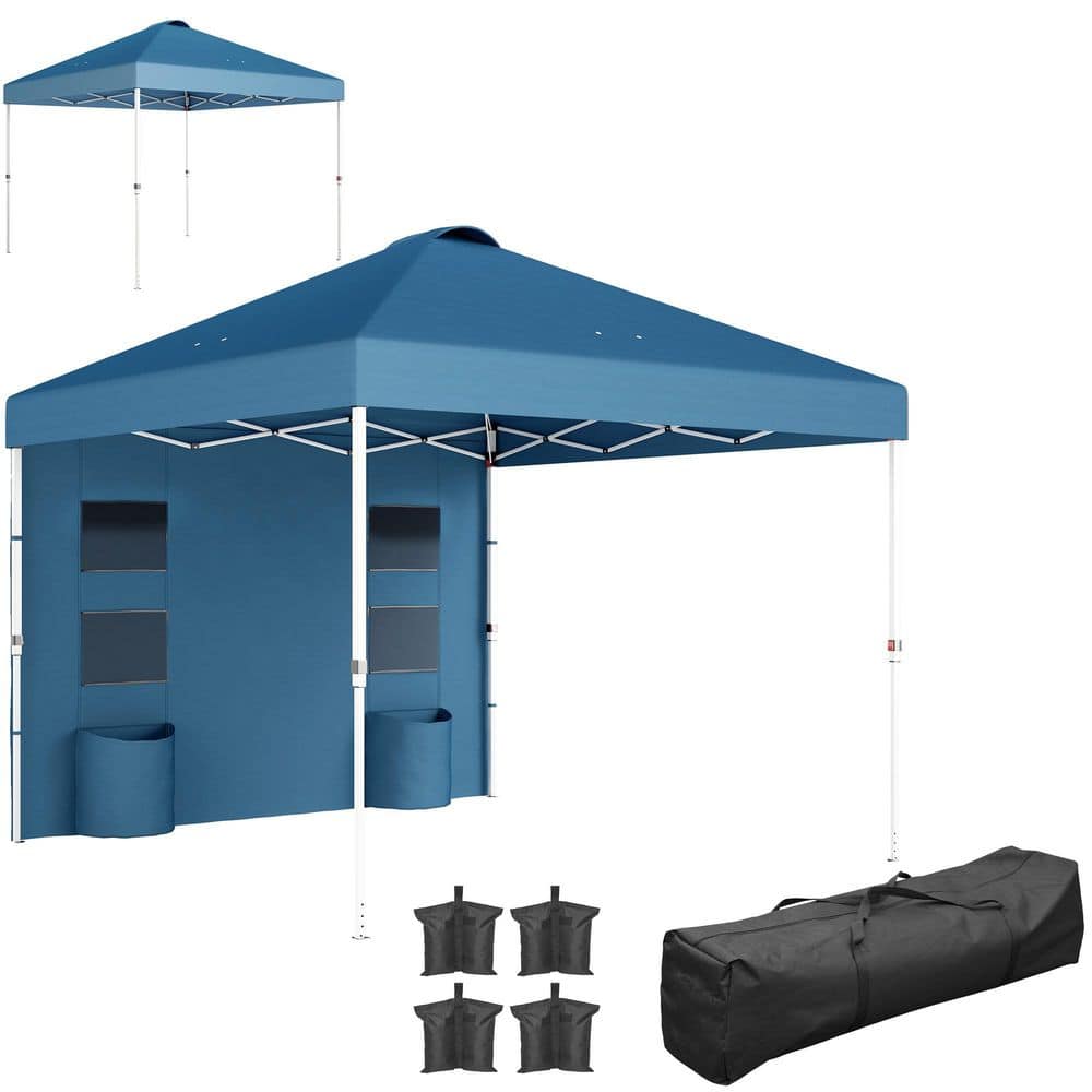 10 ft. x 10 ft. Blue Party Tent w/ Sidewall with Height Adjustable ...