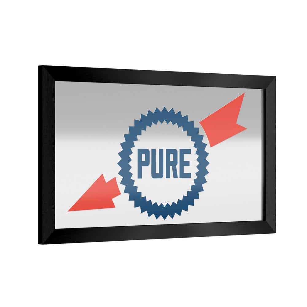 Pure Oil Wordmark 26 in. W x 15 in. H Wood Black Framed Mirror AR9PURE ...