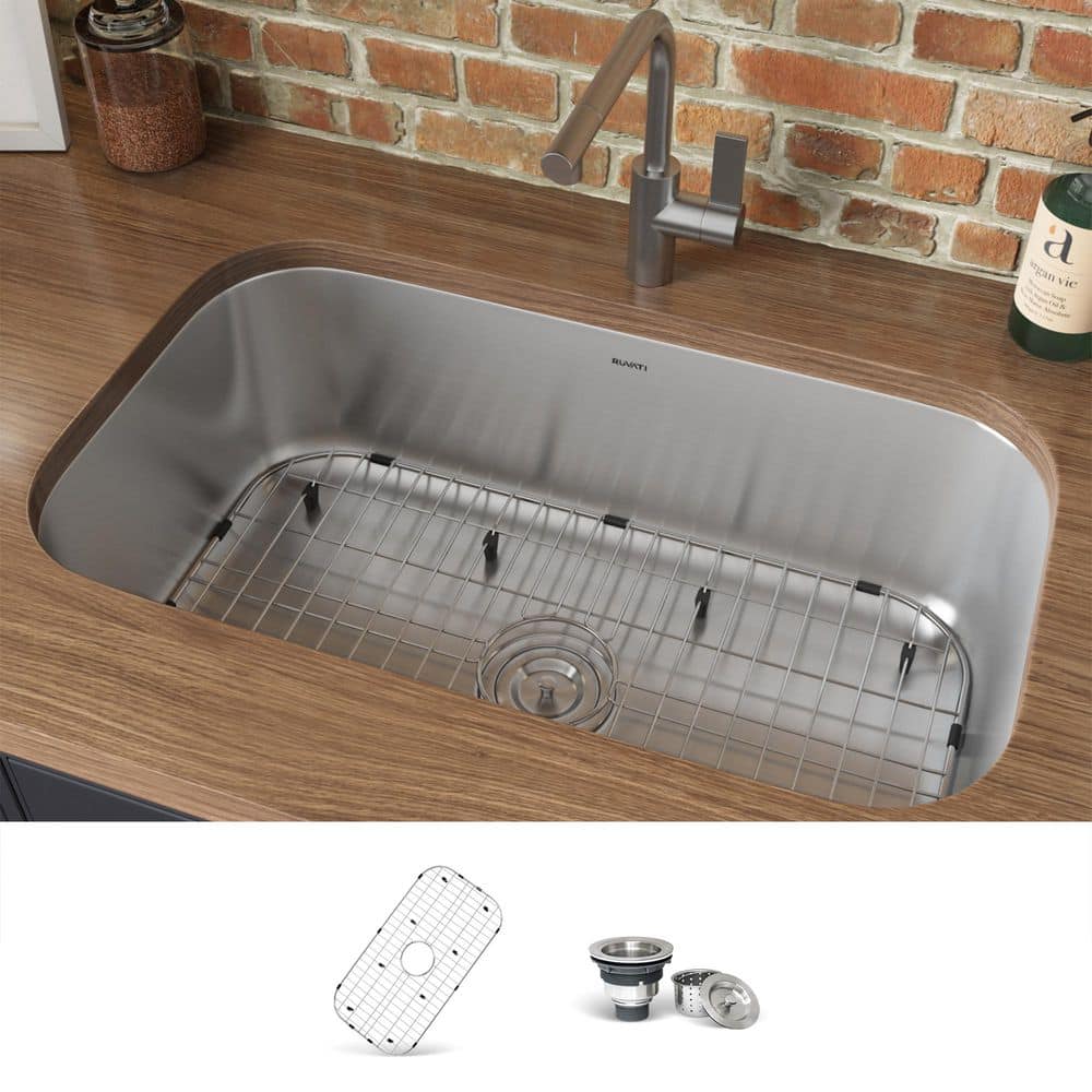 Ruvati Parmi 30 in. Undermount Single Bowl 16-Gauge Stainless Steel ...