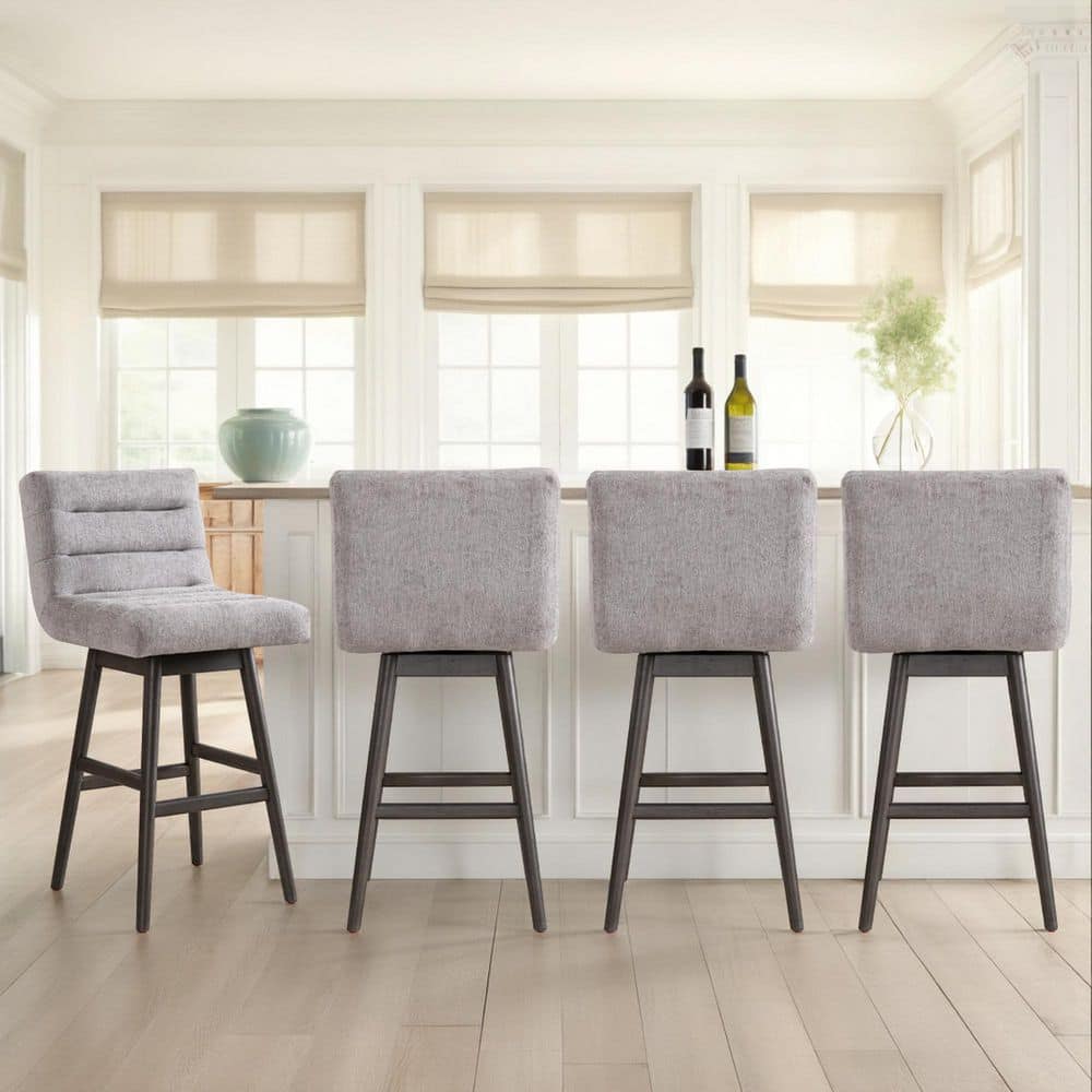 Armen Living Elias 30 in. Gray/Gray Oak Low Back Rubberwood Bar Stool ...
