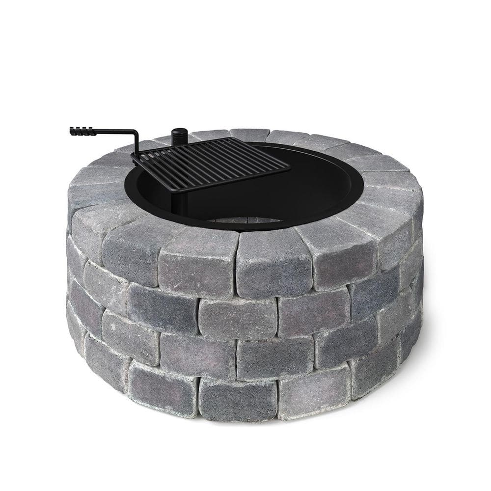 Necessories Grand 4-Course 48 in. W x 16 in. H Round Concrete Wood ...