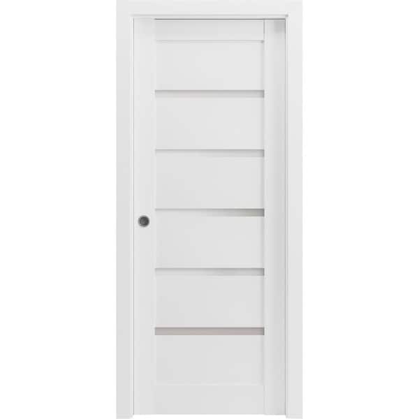 Sartodoors 30 in. x 96 in. 1 Panel White Finished Solid MDF Sliding ...