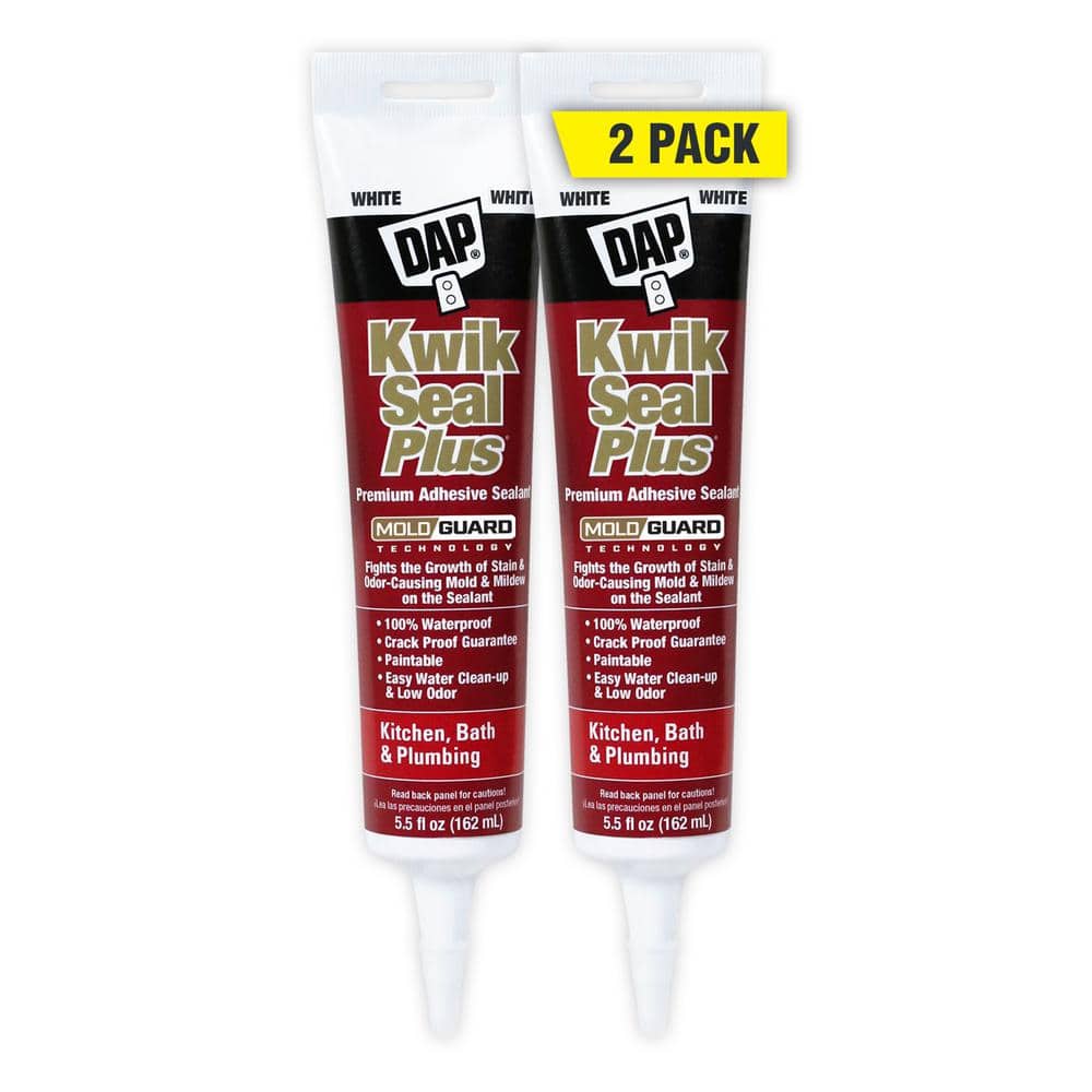 DAP Kwik Seal Plus 5.5 oz. White Kitchen and Bath Adhesive Caulk (2 ...