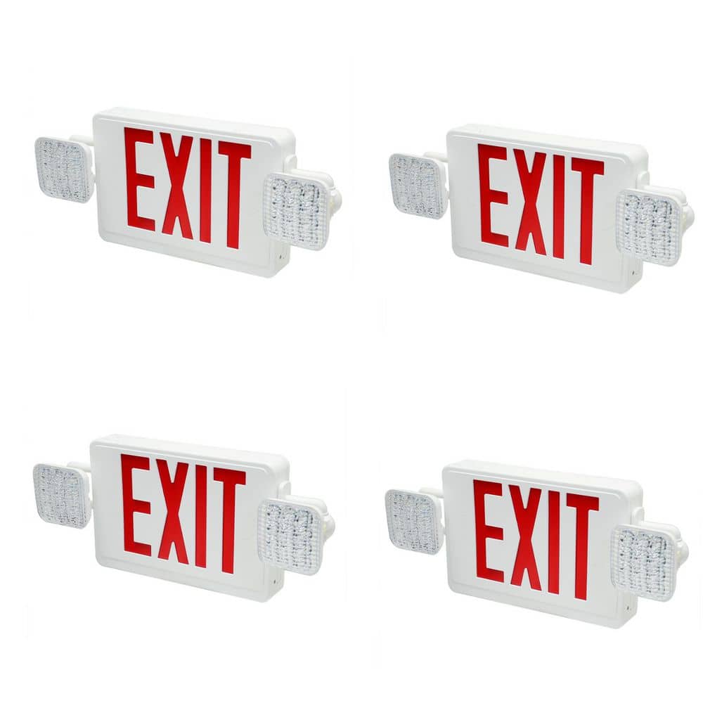WYZM 120-Volt to 277-Volt Integrated White LED Exit Sign LED Emergency ...