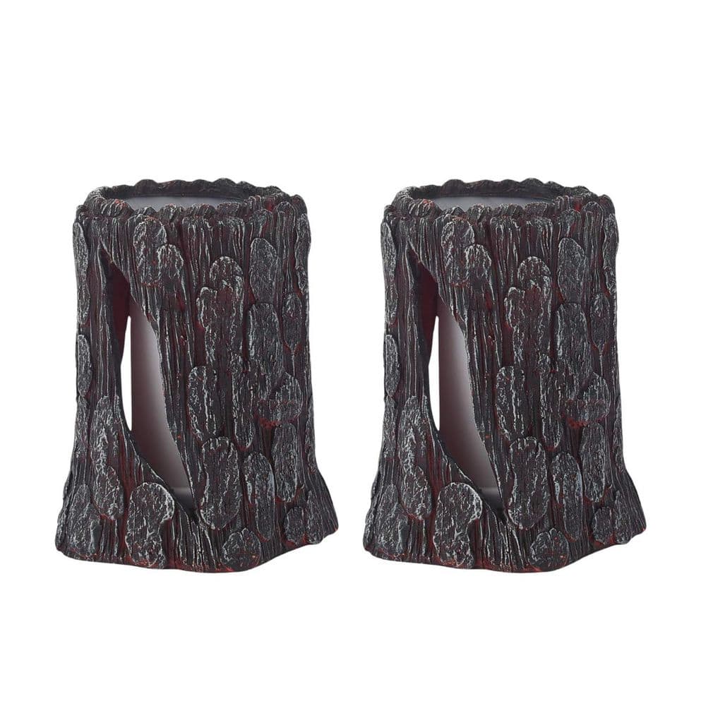 Misopily 2 Pack Copper Resin Solar Flickering Flame Stump Torch Lights ...