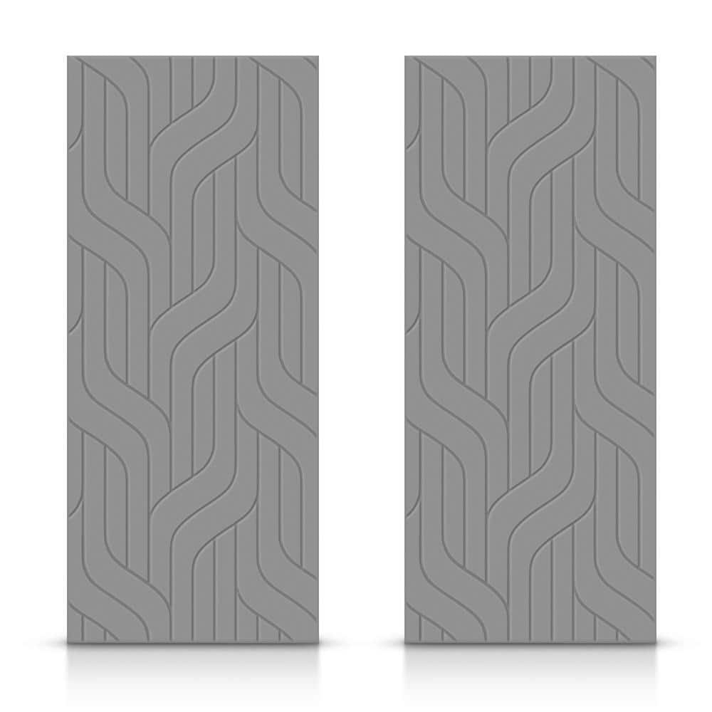 CALHOME 72 in. x 80 in. Hollow Core Light Gray Painted Composite MDF ...