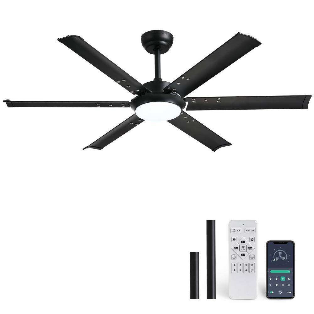 Pacific Core 52 in. Smart Indoor Black Industrial Ceiling Fan with ...