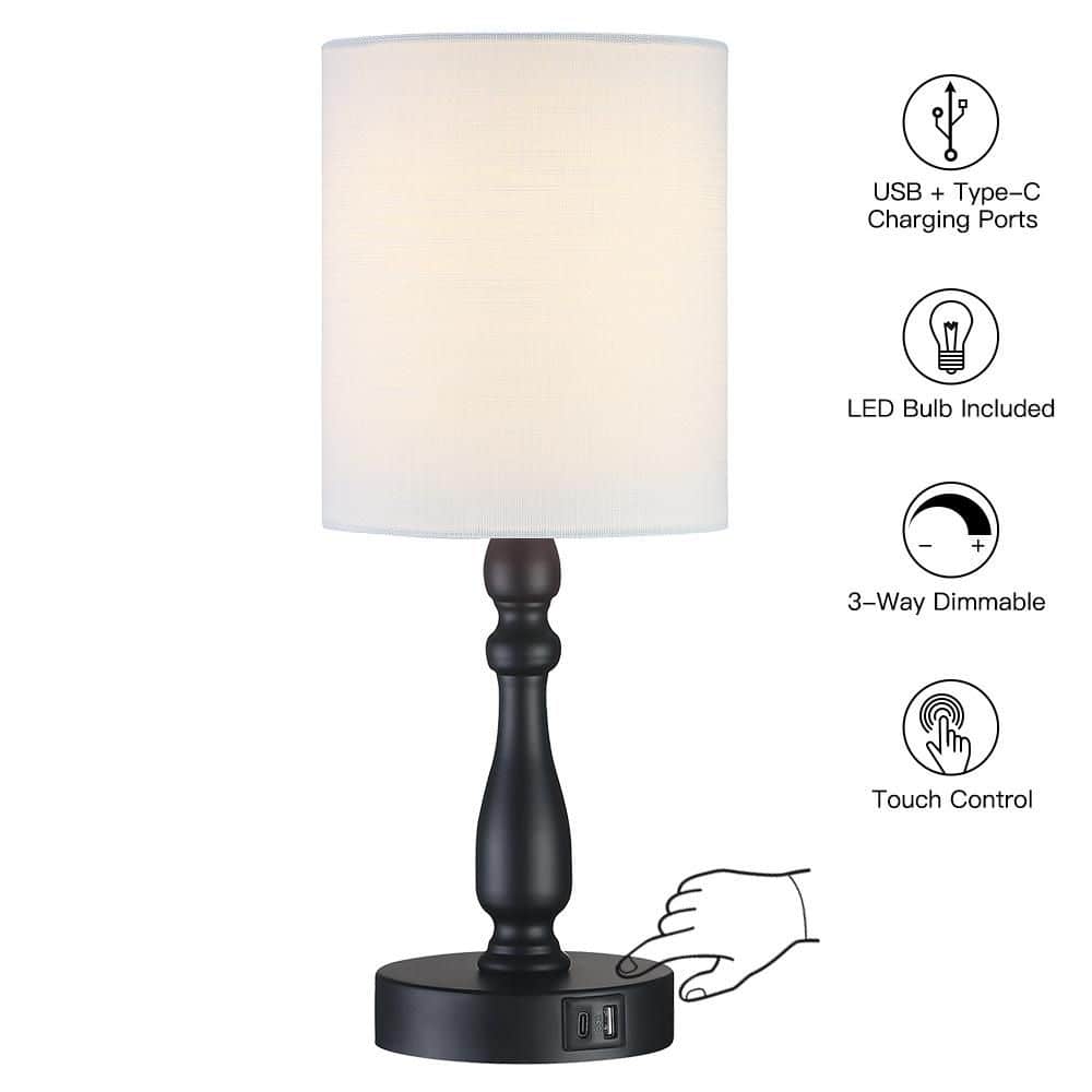 Reviews for TRUE FINE 16 .5 in. Black Touch Control 3-Way Table Lamp ...
