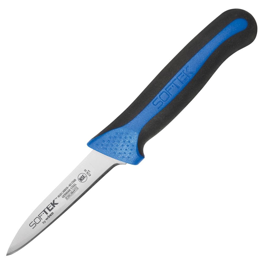 Winco 3.25 in. Stainless Steel Full Tang Paring Knives with Soft Grip ...