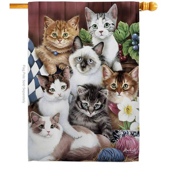Breeze Decor 28 in. x 40 in. Cuddly Kittens Cat House Flag Double-Sided ...