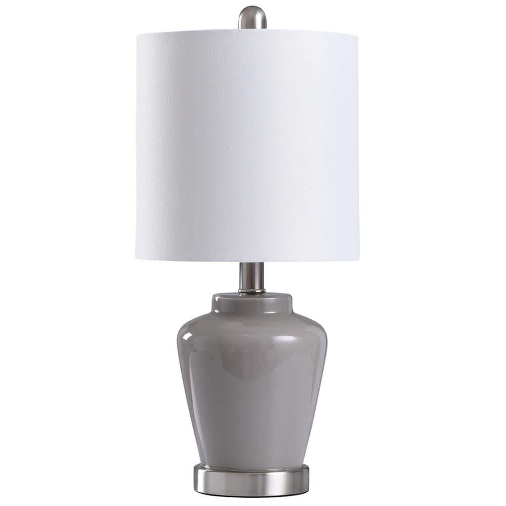 StyleCraft Ginger 18.5 in. Gray, Brushed Nickel Accent Table Lamp ...