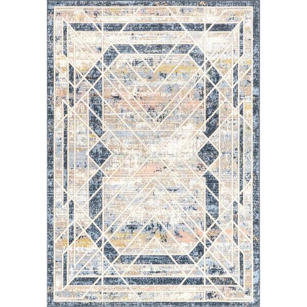 nuLOOM Nika Modern Faded Machine Washable Blue 7 ft. 10 in. x 10 ft ...