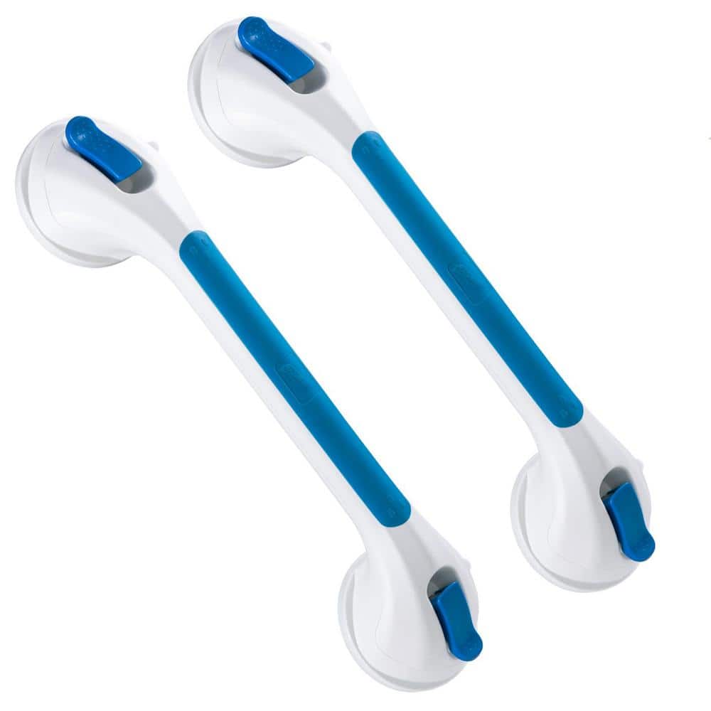 Numhew 16.8 in. Shower Grab Bar in Blue, Suction Grab Bars, Bathroom ...