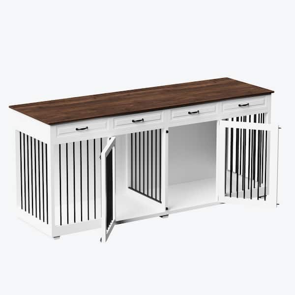 FUFU&GAGA 86.6" Large Dog Crate Furniture, XXL Dog Kennel for 2 Medium Large Dogs Indoor with ...