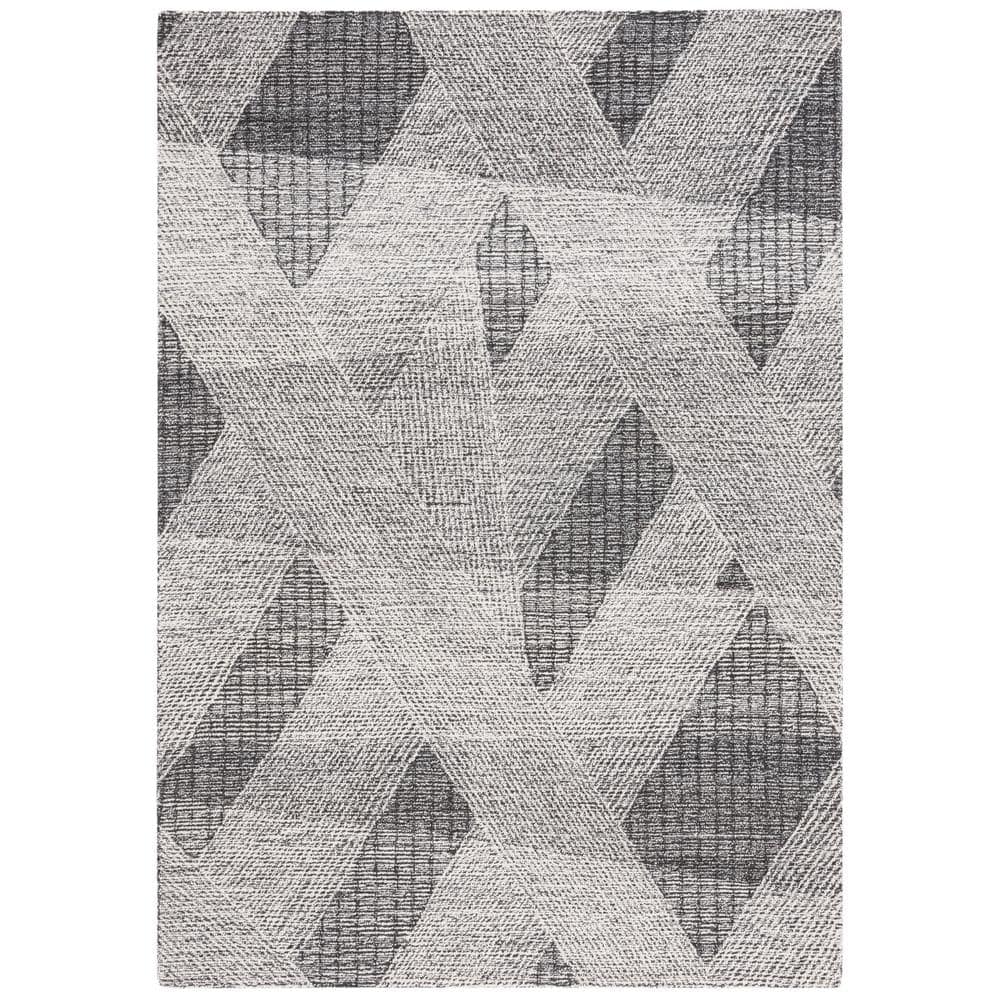 SAFAVIEH Abstract Ivory/Charcoal 8 ft. x 10 ft. Oversized Geometric ...
