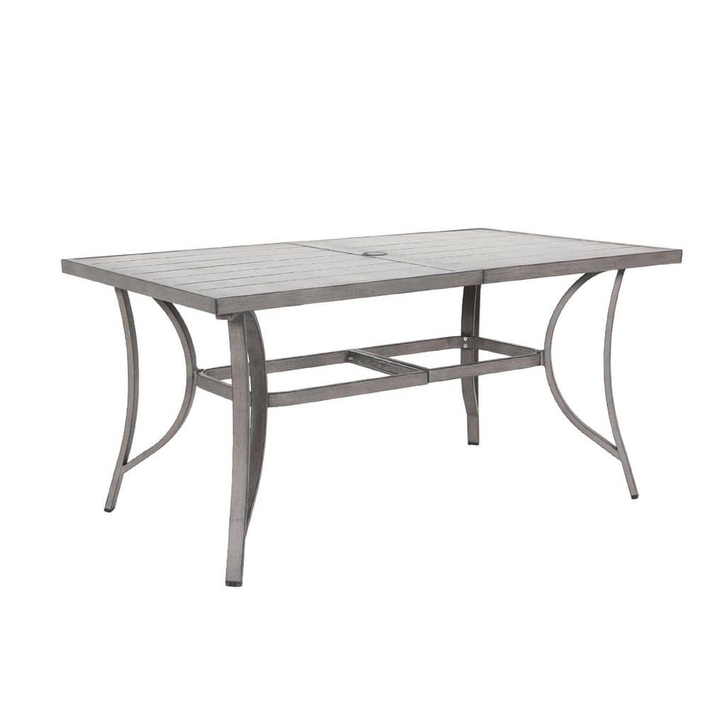 60 in. Outdoor Patio Dining Table for 6, Rectangular Aluminum Patio ...