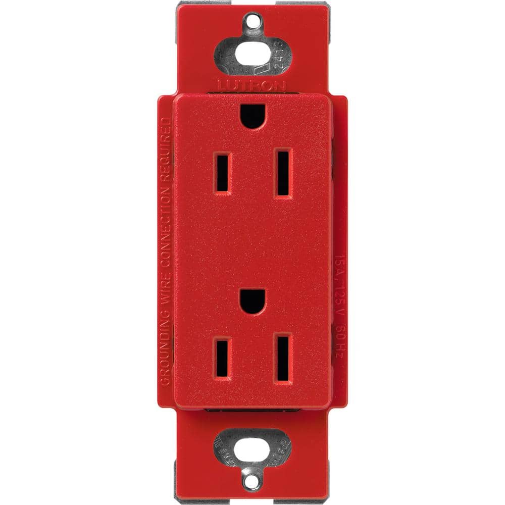 Lutron Claro 15 Amp Duplex Outlet, Signal Red (SCR-15-SR) SCR-15-SR ...