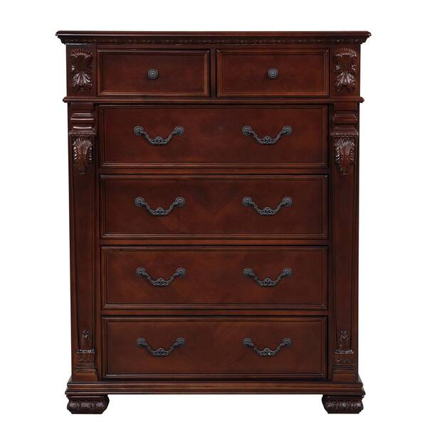 AndMakers Lyndon Cherry 6-Drawer 43 in. Chest of Drawers PF-G09400-CH ...