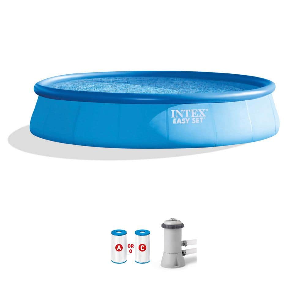 Intex Easy Set 13 ft. Round 33 in. Deep Inflatable Pool Set 28141EH ...