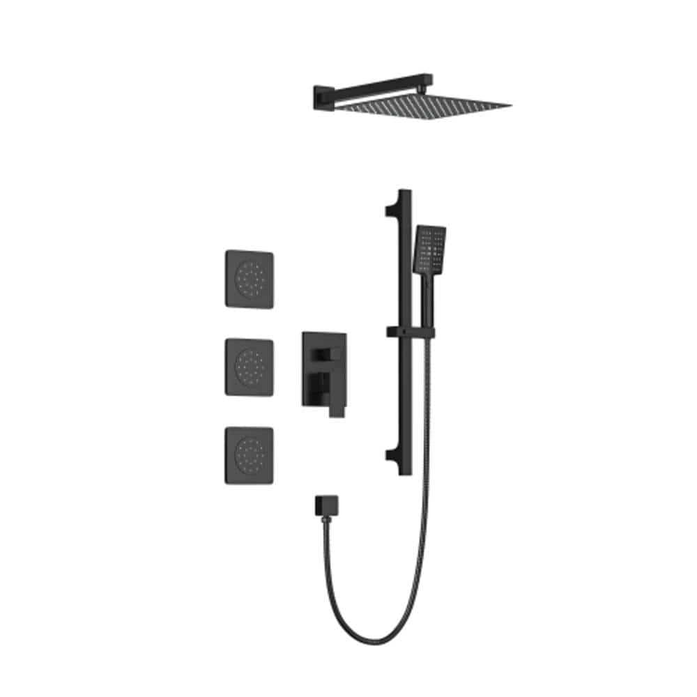 Lukvuzo Shower System with Shower Head Slide Bar Bodysprays and Lever ...