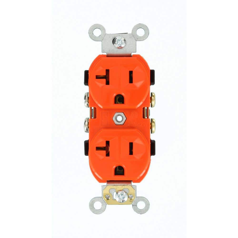 Leviton 20 Amp 125 V Commercial Grade Duplex Outlet/Receptacle, Orange ...