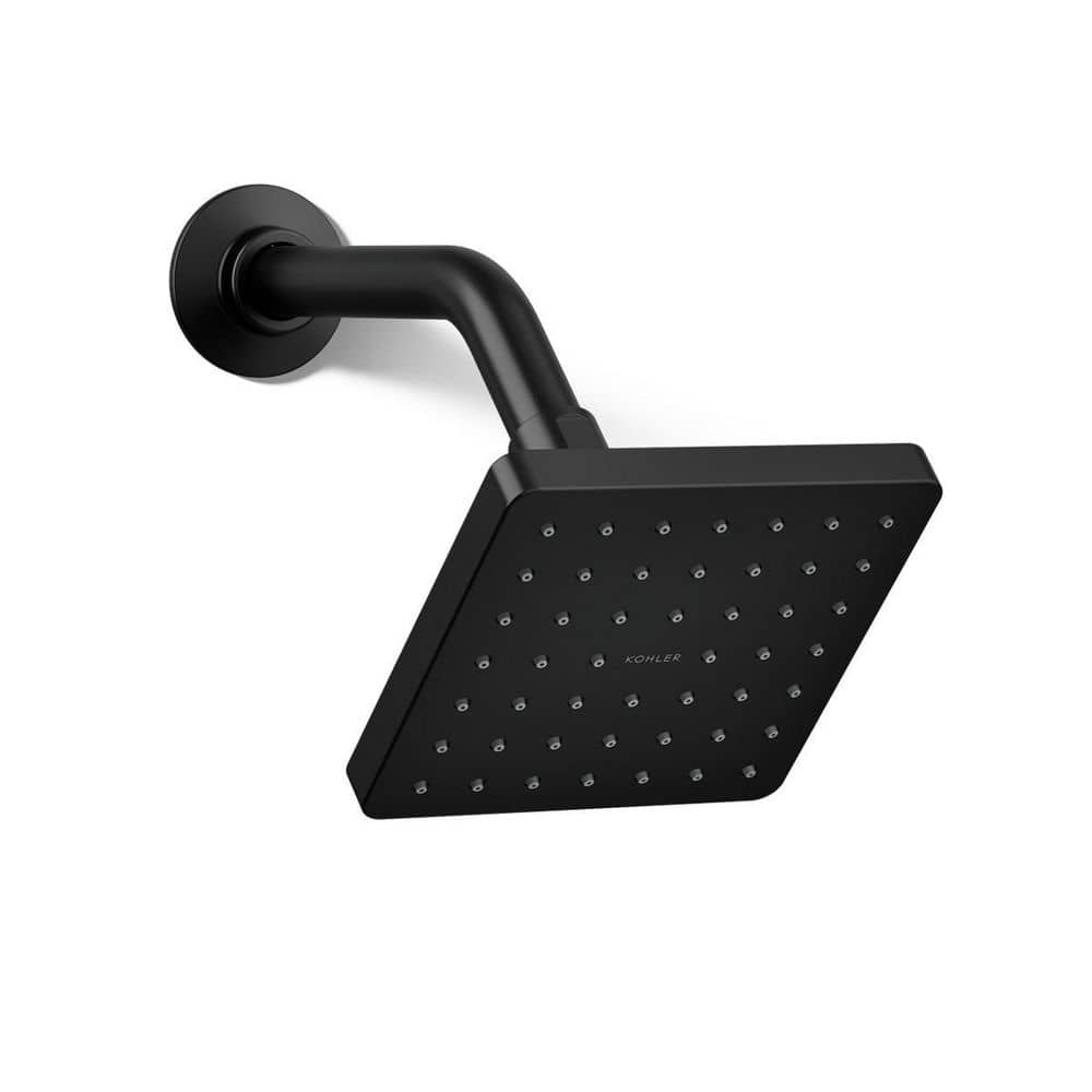 KOHLER Parallel 1-Spray Pattern 5 in. Wall Mount Fixed Shower Head with Katalyst Air Induction ...