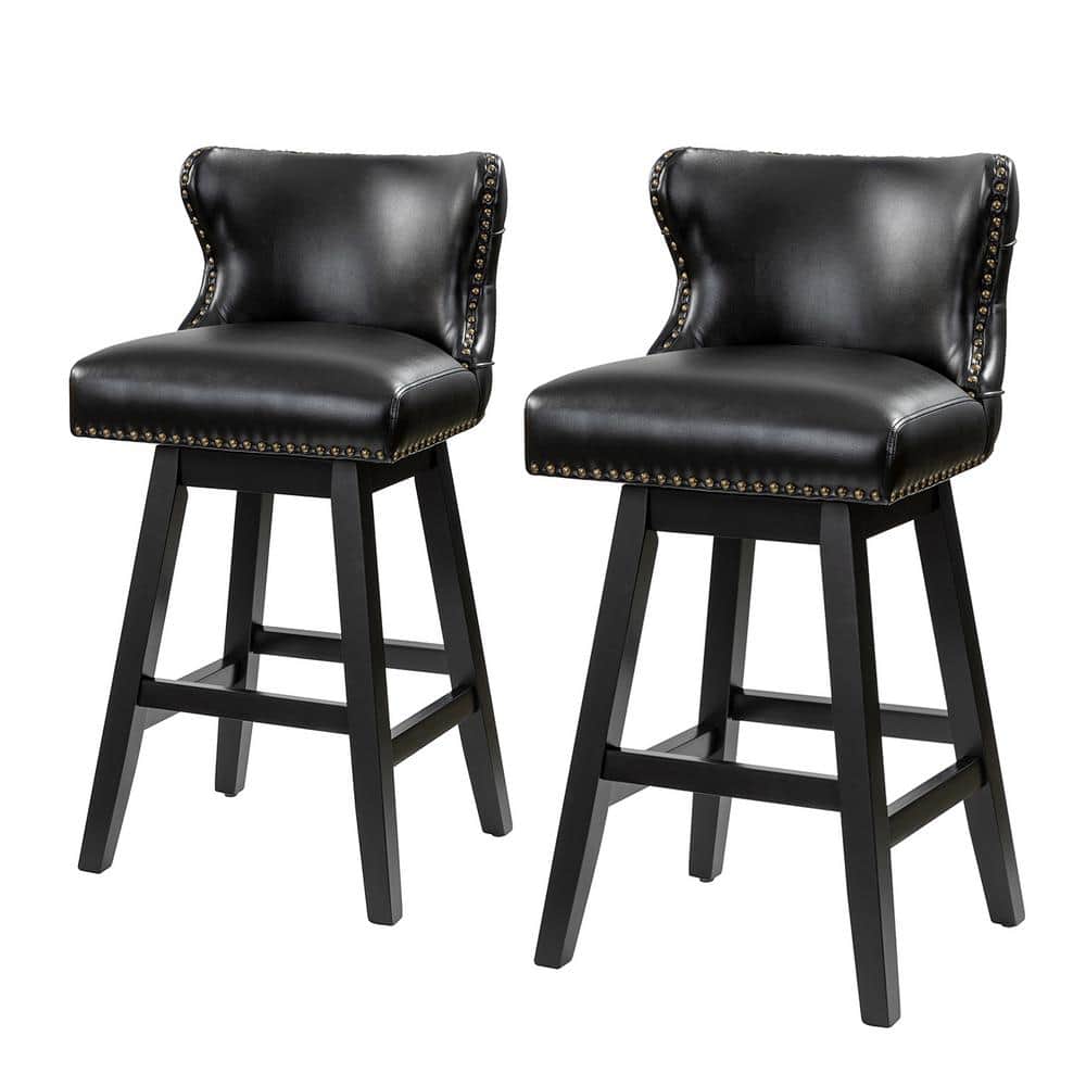 JAYDEN CREATION Federico Classic Black Low Back 360° Swivel Bar and ...