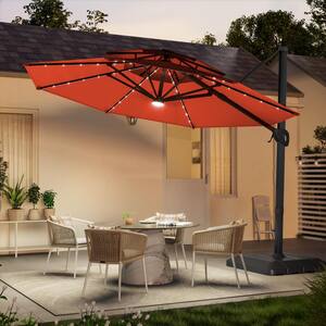JOYESERY 11ft. LED Patio Hanging Double Top Octagon Cantilever Umbrella ...