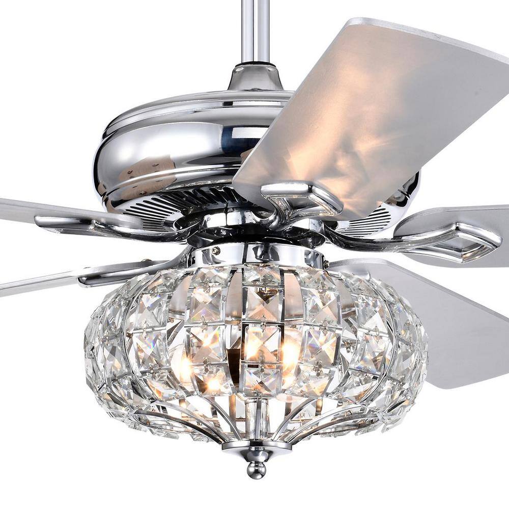 Lasaideal 52 in. Indoor Downrod Mount Crystal Chrome Ceiling Fan with ...