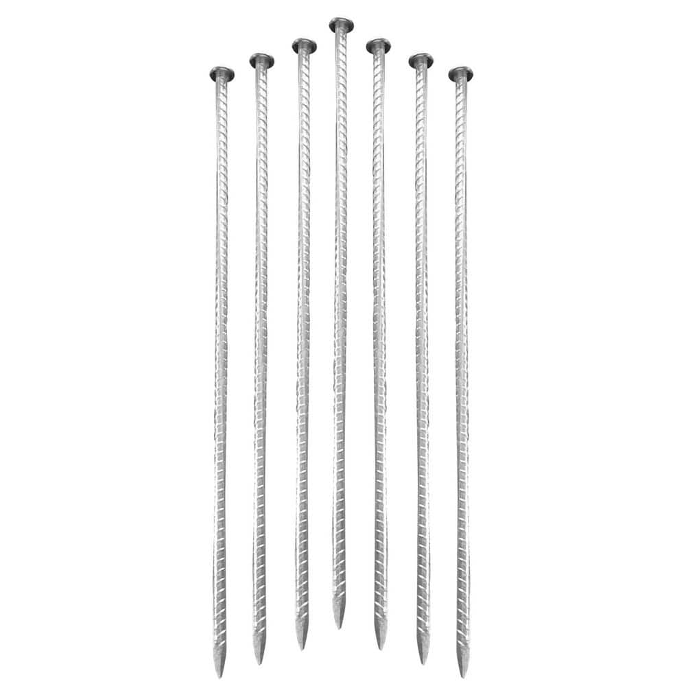12 in. H Silver Steel Rebar Ground Pins (8 Pack)-Heavy Duty Landscaping ...