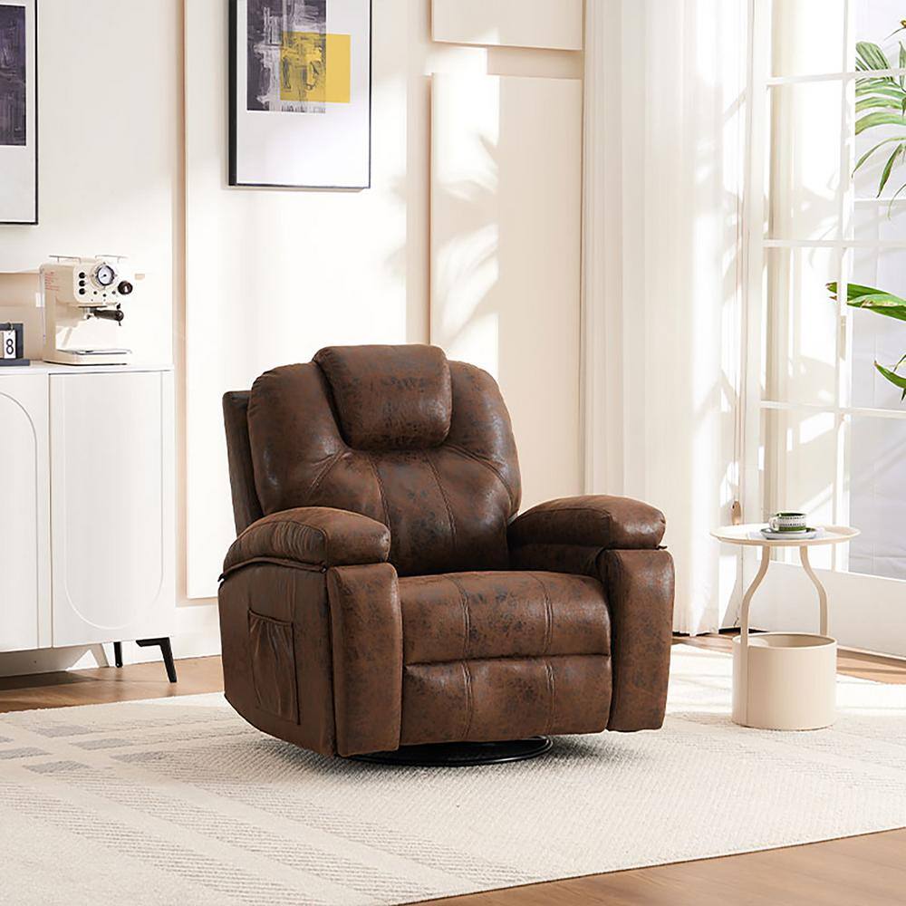 Faux leather recliner with cup holder store