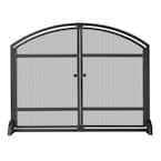 UniFlame Black Wrought Iron 39 in. W 1-Panel Arch Top Fireplace Screen ...