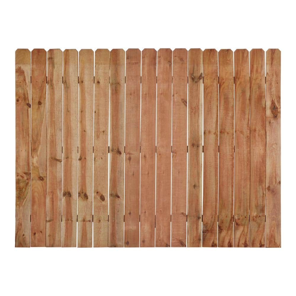 ProWood 6 ft. x 8 ft. Pressure Treated Redwood-Tone Pine Dog Ear ...
